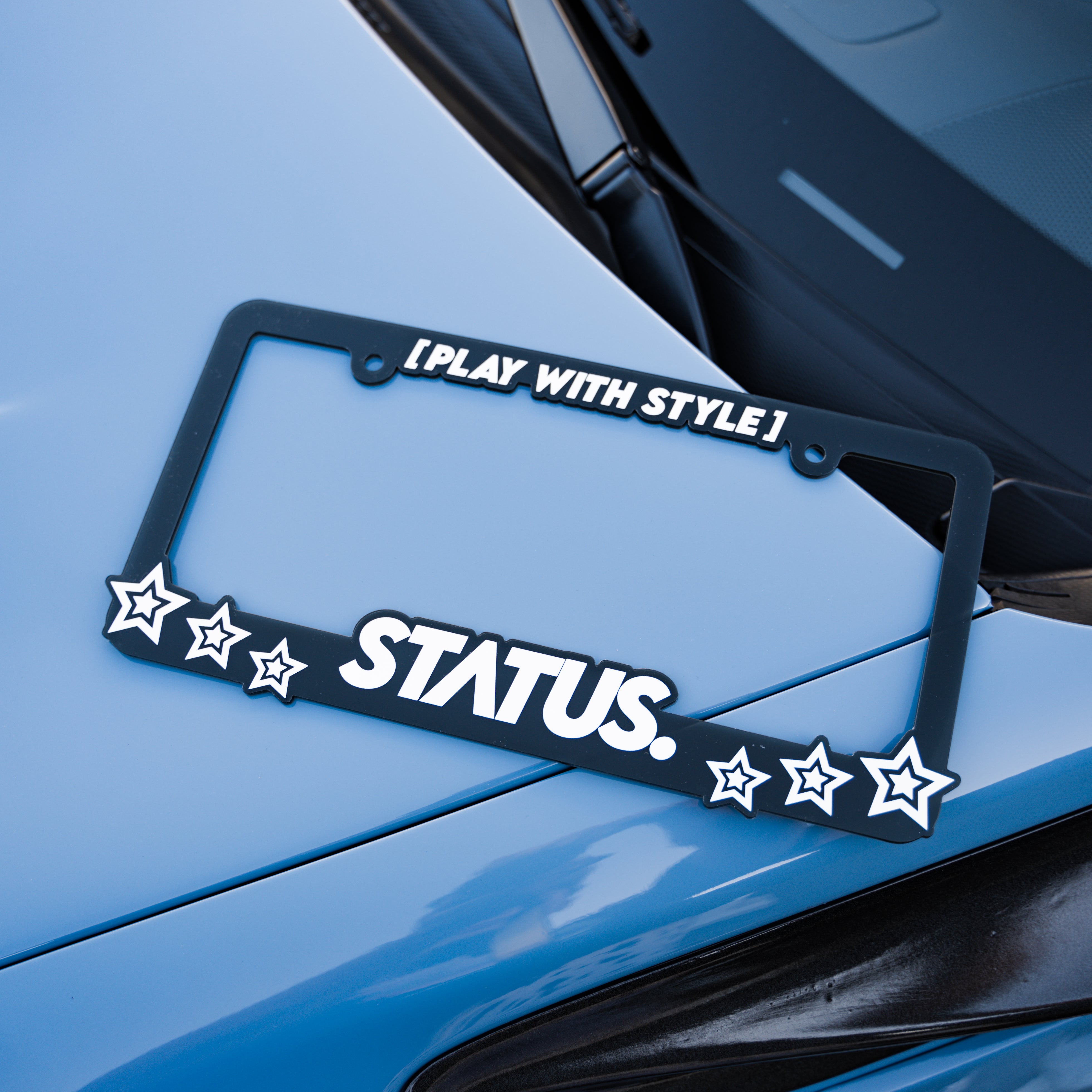 TRIPLESTAR BLACK ACRYLIC LICENSE PLATE FRAME – withstatus