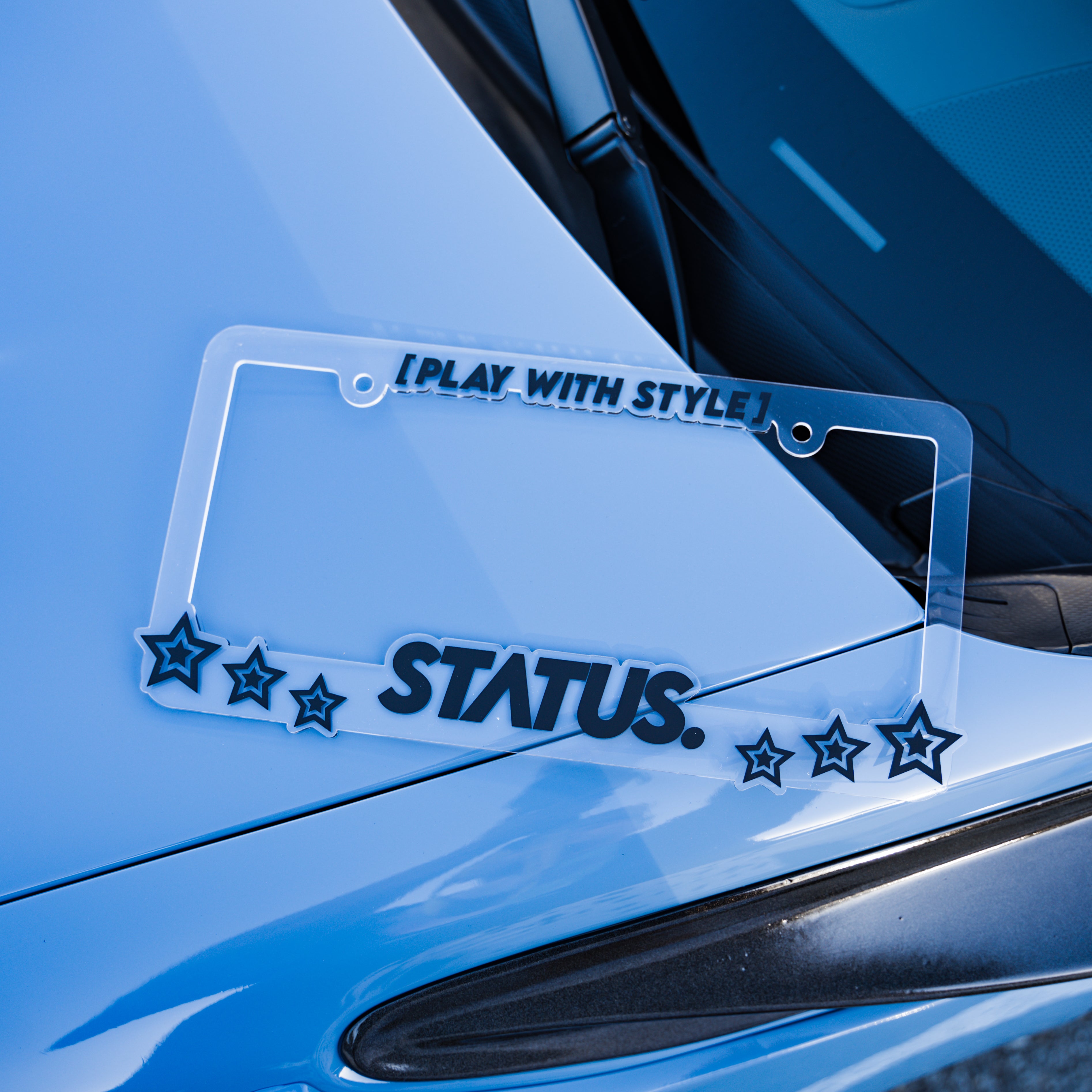TRIPLESTAR CLEAR ACRYLIC LICENSE PLATE FRAME – withstatus